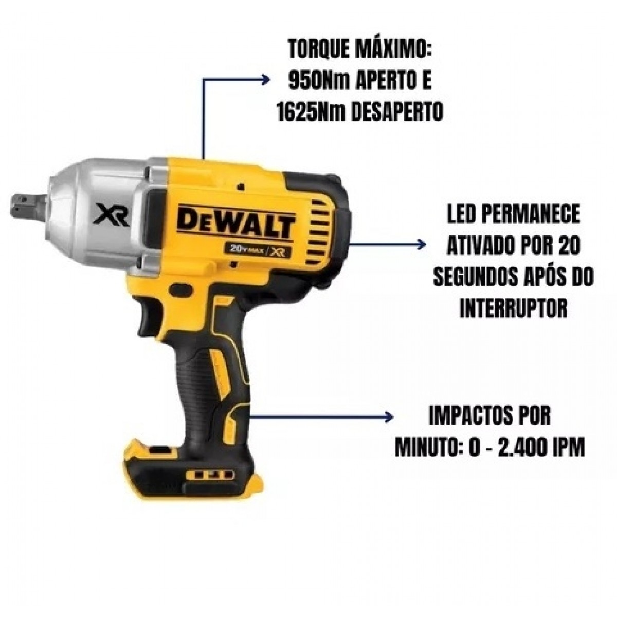 Tudo máquinas - CHAVE DE IMPACTO 1/2" 13MM À BATERIA 20V DCF899B-B3 DEWALT