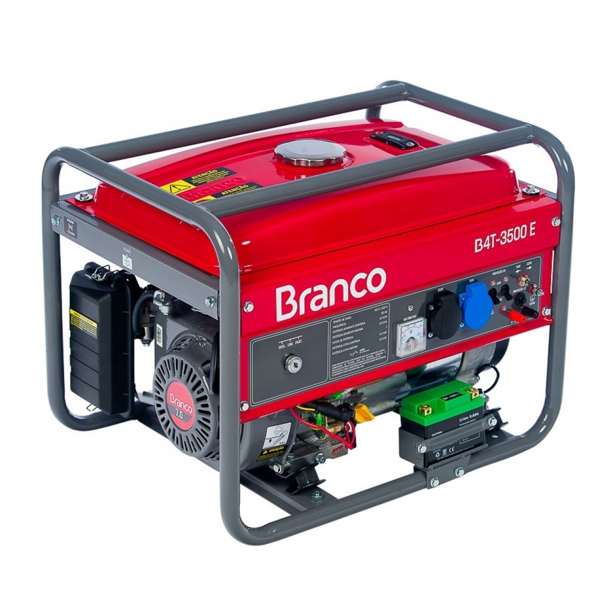 Tudo máquinas - GERADOR DE ENERGIA À GASOLINA 7CV PARTIDA ELÉTRICA B4T-3500E BRANCO